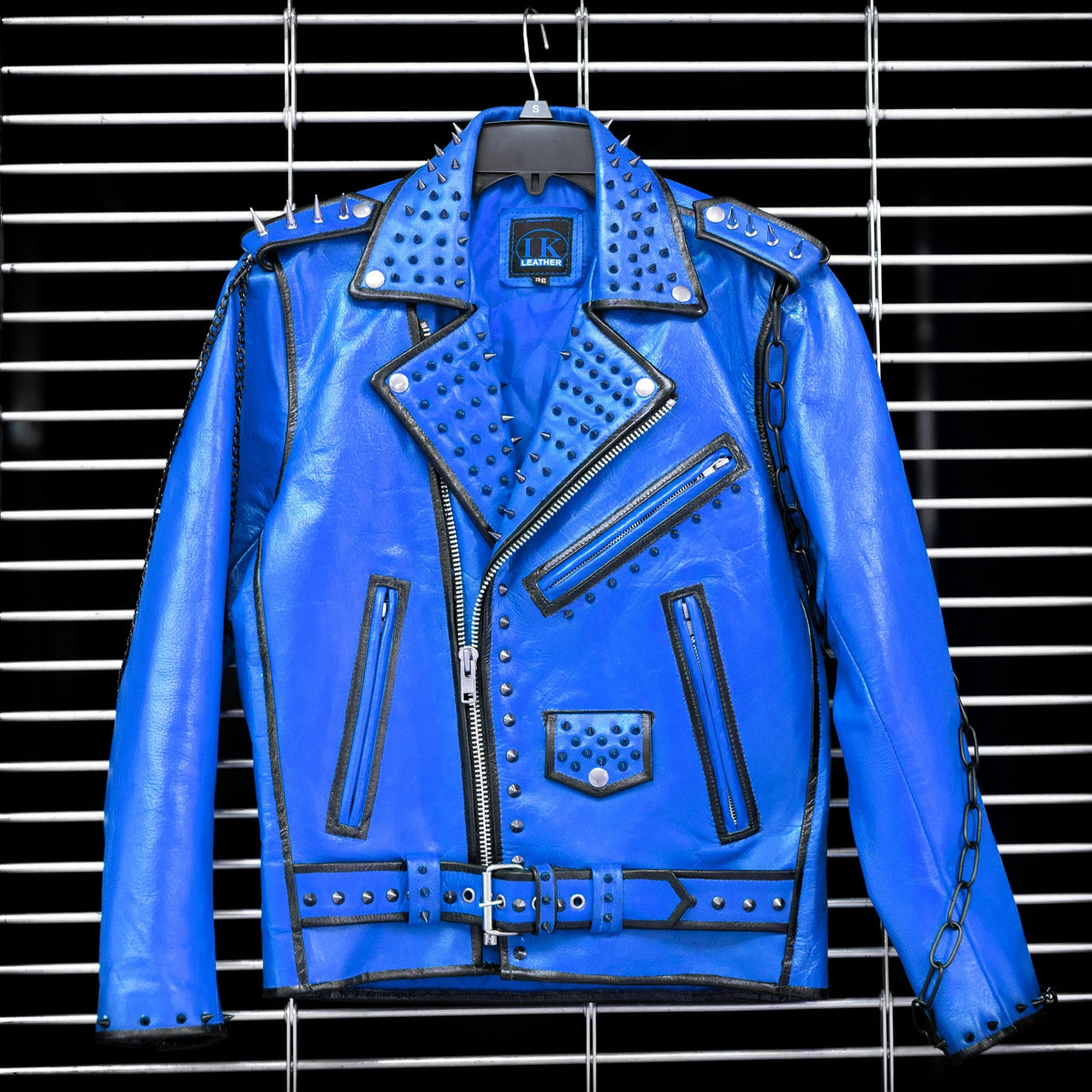 Blue Studded Leather Jacket | Unlimited Series (All Colors/Personaliza ...